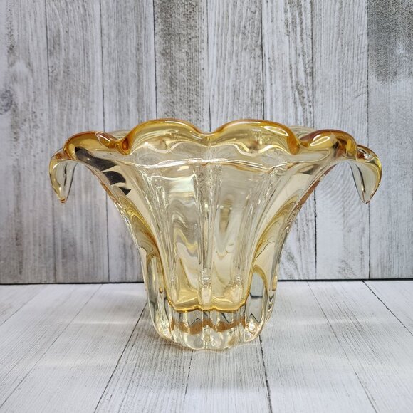 Teleflora | Art | Vintage Teleflora Amber In Clear Art Glass Vase ...